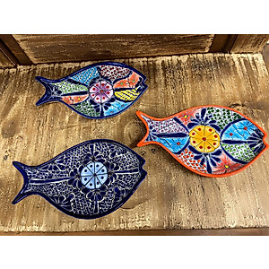 Talavera Fish Shaped Serving Platter, Appetizer Plate