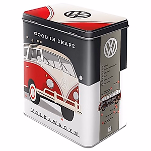 Nostalgic-Art Retro storage tin box L, 101.4 oz, VW – Good in Shape – VW Bus Gift idea, metal can for coffee, vintage design