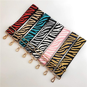 LOHGOU Wide Purse Bag Strap Replacement Zebra Pattern Adjustable Crossbody Handbag Purse Strap Handbag Strap Extender (Purple)