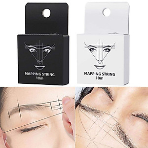 2 Boxes Pre-inked Eyebrow Mapping Marker 10m Black White Ink Eyebrow Thread Line Tattoo Brows Point Thread Marker Measuring Tool for Marking Symmetrical Eyebrows