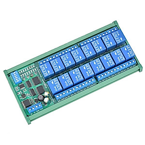 Neufday Relay Module,RS485 Relay PLC Electrical Expansion Module 12V 6-Channel for Mod-Bus RTU Protocol Remote Control(R4D3B16-R with DIN Rail Box)