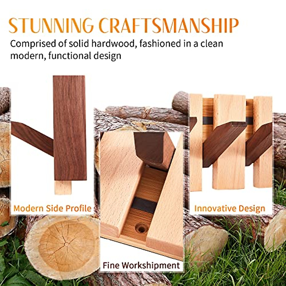 2 Pcs Wood Coat Piano Hooks with 4 Flip Down Hooks Decorative Wooden Wall Mounted Rack Hooks Handmade Natural Walnut Wood and Beech Artwork Coat Hangers Multi Rack for Towel Hat Key Scarfs Purses Bag