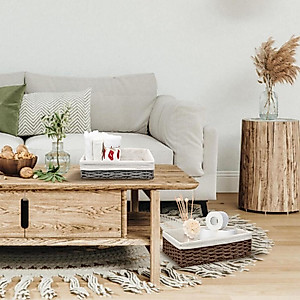 3 PCS Handmade Wicker Baskets for Organizing Storage Basket Set, Boho Decorative Bins, Over Toilet Paper Reserve Holder for Closet, Bedroom, Bathroom, Entryway, Office (grey)