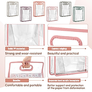 Humyoun 6 Pack Scrapbook Paper Storage Organizer with Clear Hard PVC Board 12 x 12'' Paper Storage Organizer with Handle Expandable Craft Paper Storage for Holding Scrapbook for Vinyl Paper