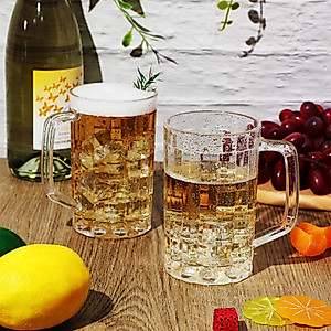 Mifoci 30 Pcs Clear Plastic Beer Mug with Handles 16 oz Reusable Acrylic Beer Stein Bulk Glasses Beer Drinking Cups Dishwasher Safe for Bar Home Hotel Cocktail Juice Alcohol Soda Party