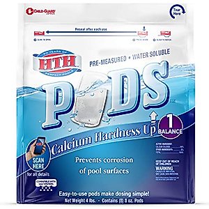 HTH 67153 Calcium Hardness Up Pods Balancer for Swimming Pools, 8 ct