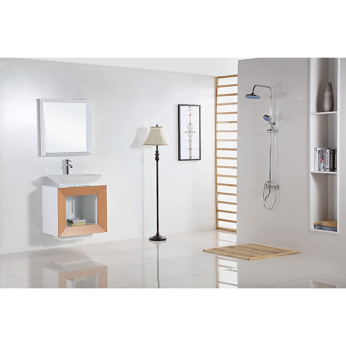 Fine Fixtures Maxi 24" Wall Mounted Bathroom Vanity Set Elm Veneer with Vessel Sink