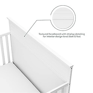 STORKCRAFT Homestead 5-in-1 Convertible Crib with Drawer (White) – GREENGUARD Gold Certified, Crib with Drawer Combo, Includes Nursery Storage Drawer, Converts to Toddler Bed and Full-Size Bed