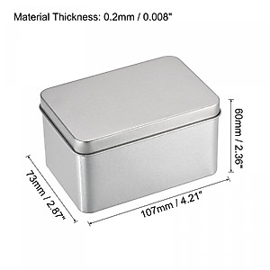 uxcell Metal Tin Box, 4.21" x 2.87" x 2.36" Rectangular Empty Tinplate Containers with Lids, Silver Tone, for Home Organizer, Candles, Gifts, Car Keys, Crafts Storage