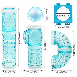 Hamster Tubes Set, FULANDL Transparent Hamster Cage Adventure External Pipe, Creative DIY Assorted Connection Tunnel Track Hamster Toys to Expand Space for Small Animals Like Hamster, Mouse-2.16In