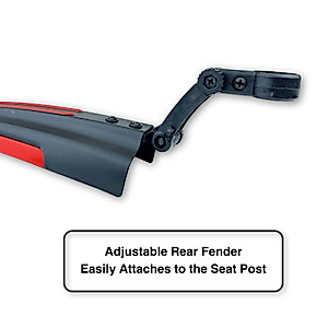 RNX Red Mountain Bike Mud Guard Front and Rear Fenders Set, Wide, Universal, Adjustable