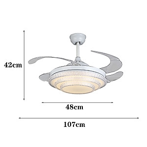 YUEGOO Ventiladores De Techo con Lámparas, Led De Ventilador De Techo De Atenuación De Tres Colores con Lámpara Colgante De Ventilador Silencioso De Control Remoto De Control Remoto Para la Sala De Es
