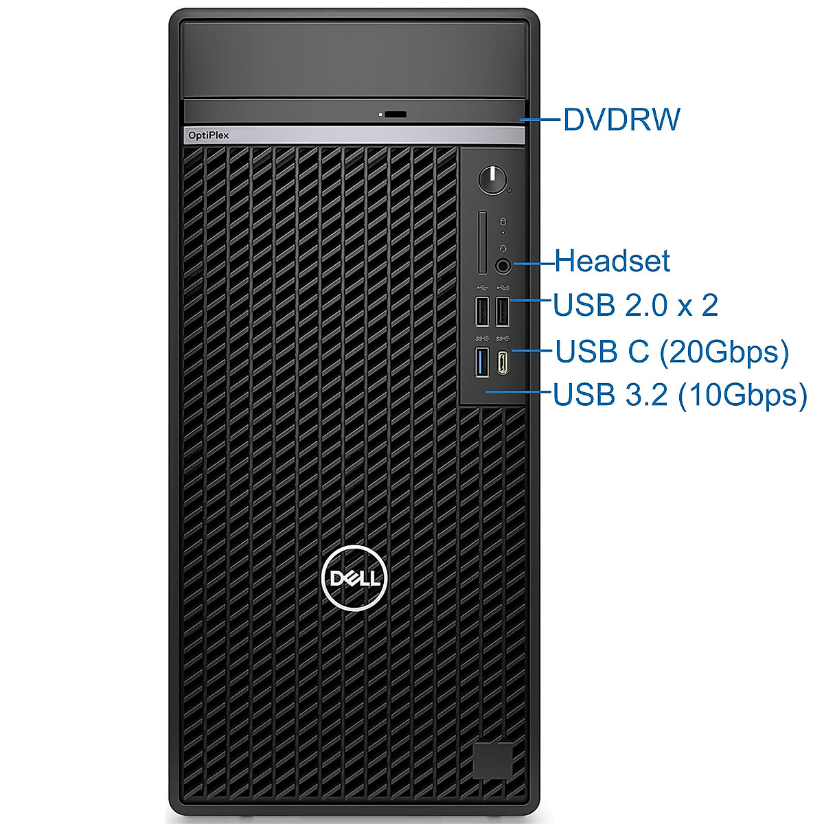 Dell Optiplex 7010 Plus Tower Desktop Computer, Intel i9-12900K, 64GB RAM, 2TB NVMe SSD, DisplayPort, DVDRW, HDMI, USB-C 20 Gbps, Wi-Fi, BT, Windows 11 Pro, 7000 Series PC, Black