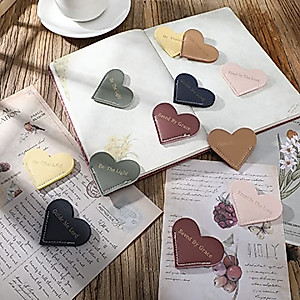 12 Pieces Bible Verse Leather Heart Bookmark Cute Heart Page Corner Bookmarks for Book Lovers Leather Bookmarks Reading Accessories for Office School Home Women Men Bookworm Present Supplies, 6 Styles