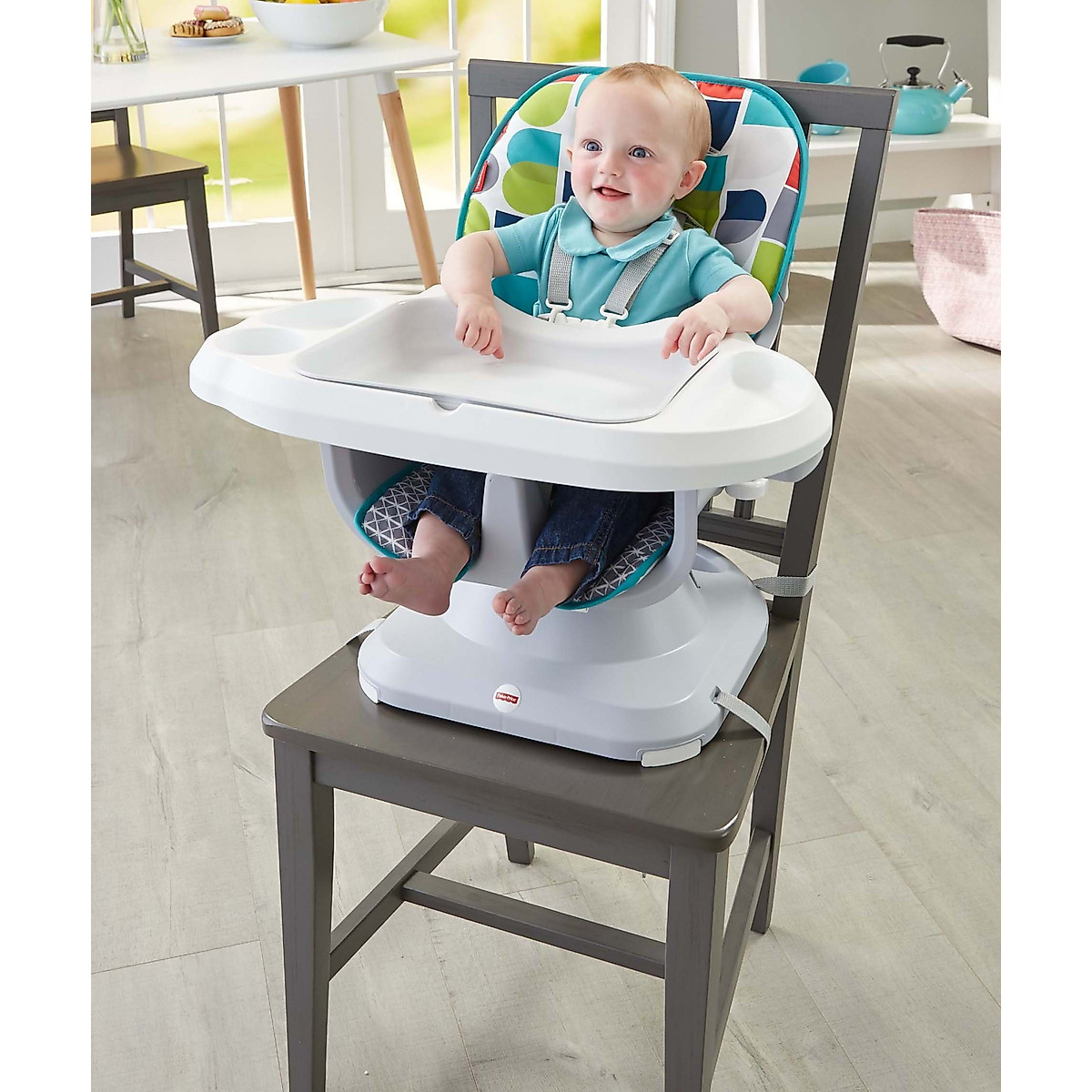 Fisher-Price SpaceSaver High Chair, Blue/Green