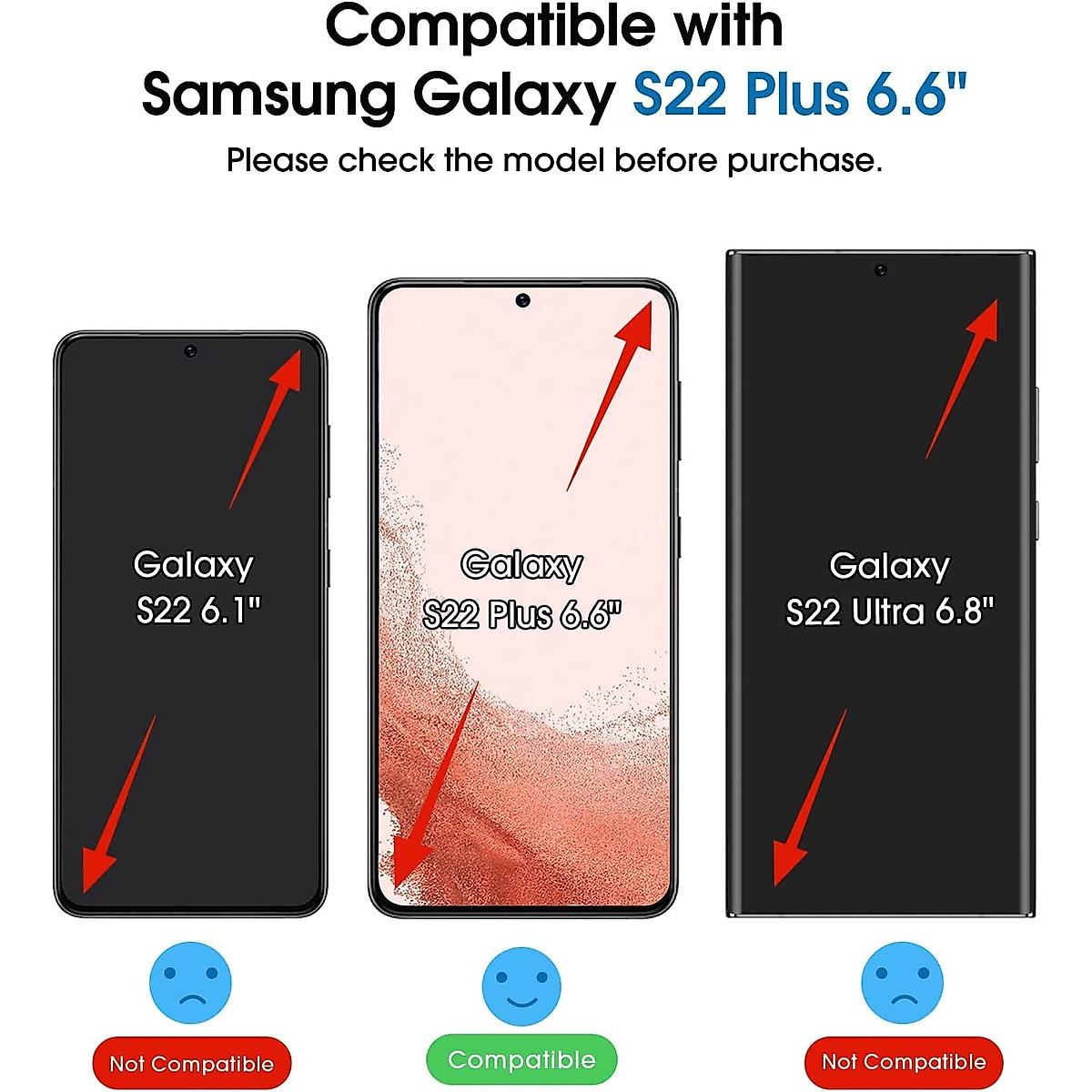 amFilm OneTouch Screen Protector for Samsung Galaxy S22 Plus 6.6 inch, Samsung Galaxy S22 + 6.6 inch, 9H Hardness with Camera Lens Protector, Bubble Free, Tempered Glass, 2 Pack