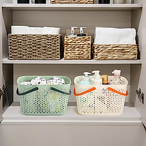 Hedume 2 Pack Portable Shower Caddy Basket, Plastic Organizer Storage Tote with Handle, Plastic Storage Caddy Basket for Bathroom, College, Dorm, Kitchen, Camp, Gym, Garden, Cleaning Supplies