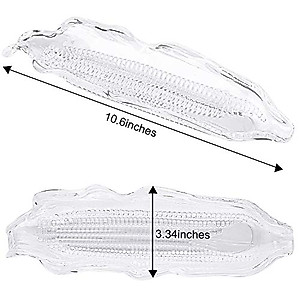 Ruisita 12 Packs Plastic Corn Trays Transparent Service Tray Corn Dish Cob Dinnerware Sets