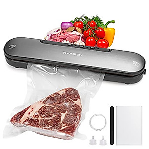 TWOMEOW Vacuum Sealer Machine, Automatic Compact Slim Food Sealer for Sous Vide and Food Storage, Standard/Soft Vac Sealing Mode with Starter Kit, Vertical Vacuum Sealer Storage, Black