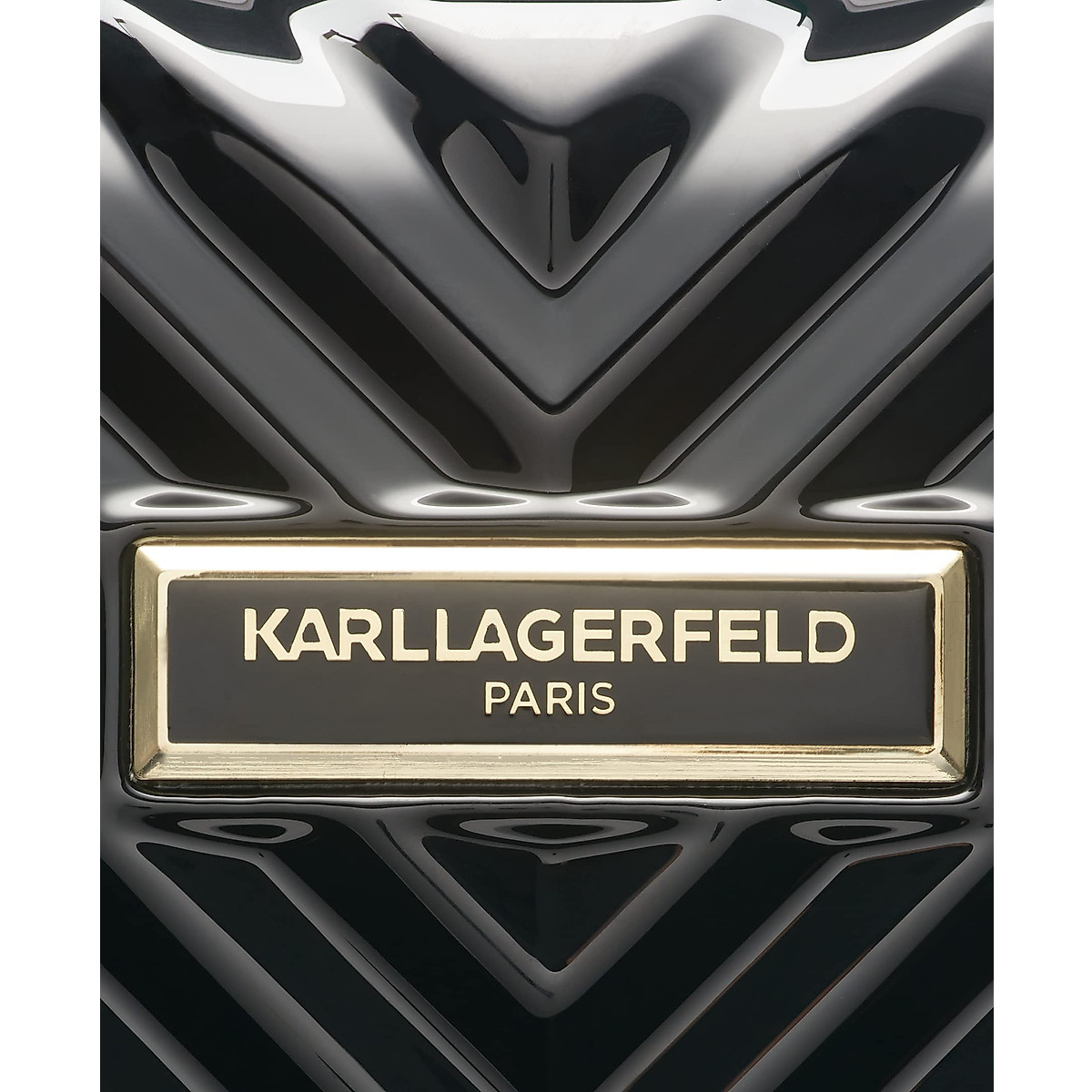 Karl Lagerfeld Paris Women's Suitcase Spinner Wheels Hardside, Deep Black, One Size