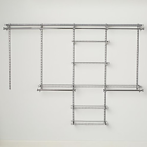 Rubbermaid Configurations Deluxe Closet Kit, Titanium, 4-8 Ft. & Configurations Shoe Shelf, Titanium, Closet Space Saving Shoe Organization