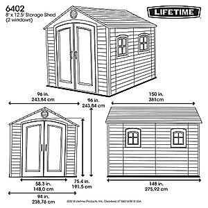 Lifetime 6402 Outdoor Storage Shed, 8 x 12.5 ft, Desert Sand