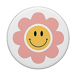 Yellow Smile Face Cute Daisy Groovy 70s PopSockets Standard PopGrip
