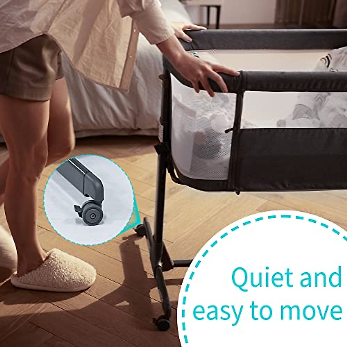 AMKE Baby Bassinets, Bedside Sleeper for Baby,All mesh Baby Crib Portable Bassinets for Safe Co-Sleeping, Safe Adjustable Baby Bed for Baby Infant Newborn Girl Boy