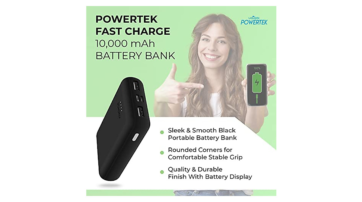 LIQUIPEL Powertek Power Bank - 10000 mAh Fast Portable Charger