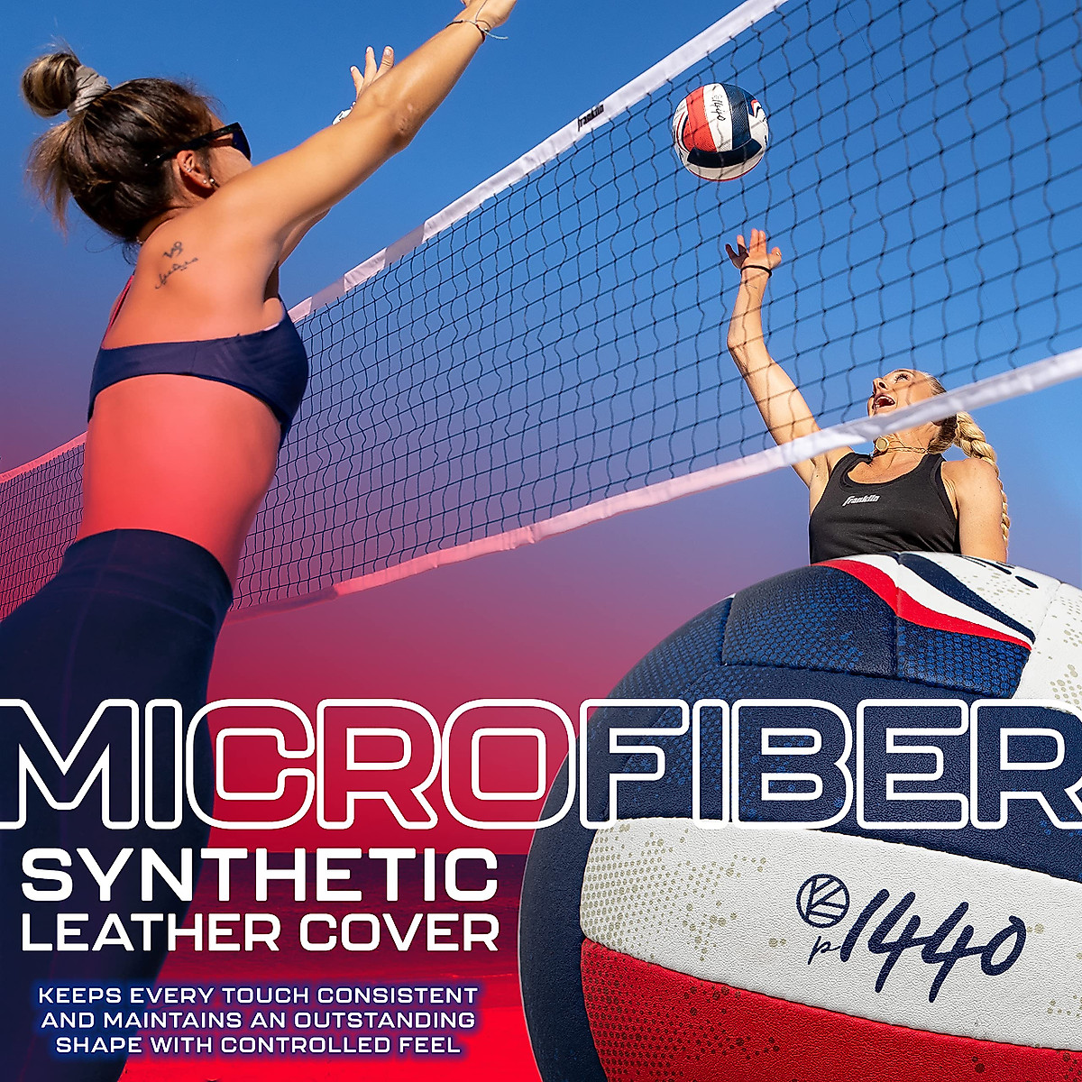 Franklin Sports Kerri Walsh Official Beach Volleyball - USA Colors Beach Volleyball - Official Size + Weight - Authentic Match Volleyball - Pump + Needle