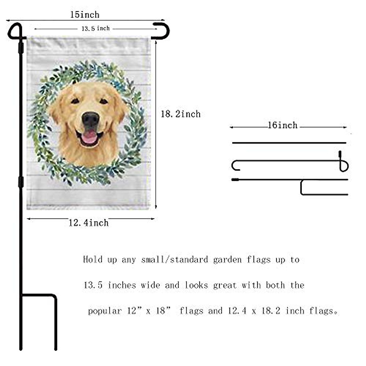 Garden Flag Holder Stand-4 Pack Garden Flag Pole 13.5" Width Premium Lawn Flag Pole Holder with Anti-Wind Clip for Outdoor Garden Lawn