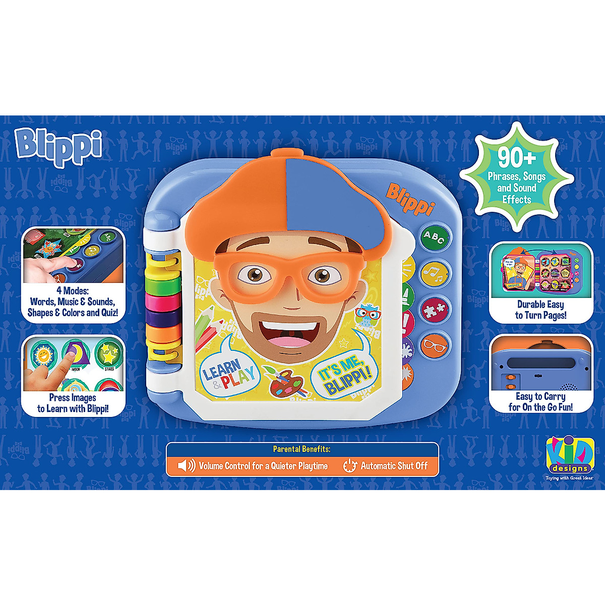 eKids Blippi Book, Toddler Toys with Built-in Preschool Learning Games, Educational Toys for Toddler Activities for Fans of Blippi Toys and Gifts(Multi Color)