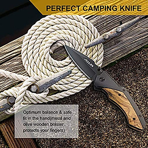 Jellas Pocket Knife, Bearing Folding Knives - 9Cr18 Stainless Steel Tactical Knife - Best Camping Hunting Fishing Survival Knife with Clip - Perfect Knives for Men and Women KN02