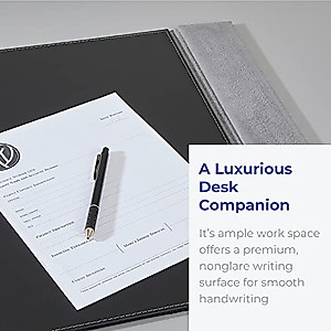 Artistic Monticello Executive Desk Pad, Smooth Writing Desk Mat That Protects Desktop from Scratches & Stains, 24" x 19", Black/Gray