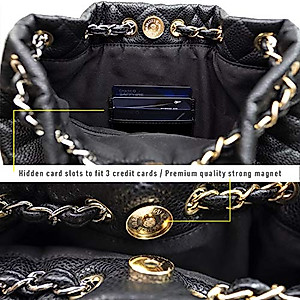 Womens Small Quilted Vegan Leather Hobo Backpack Satchel Fashion Casual Travel Shoulder Bags Crossbody Purse Daypacks Mini Bucket Bag (Navy)