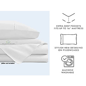 MD Home Decore Queen Size Sheet Set 4-Piece-Set 100% Egyptian Cotton Sheets 600 Thread Count Bed-Sheet-Set 16 Inch Deep Pocket of Fitted Sheet (Queen, White Solid)
