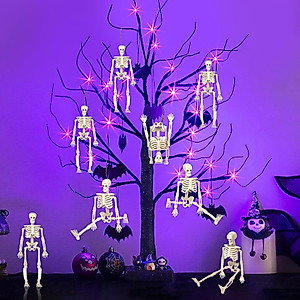 MUXIUNT 16 Pcs Halloween Mini Skeleton Figurine Decoration,6”Halloween posable Skeleton Decor,Small Plastic Skeleton Figure for Halloween Spooky Home Decor Haunted House Decorations Party Favors