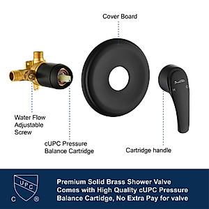 SHAMANDA Luxury Shower System with Valve, Shower Faucet Sets Complete with 6-Spray Shower Head and Handle, Single Function Shower Trim Kit Matte Black, L808-7