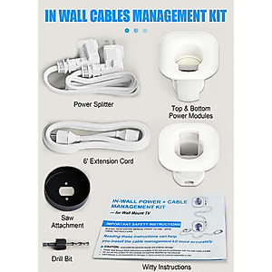 in Wall Cable Management Kit with Hole Saw Drill Attachment - Includes Power & Low Voltage Cord Management - Hide TV Wires for Wall-Mounted TVs