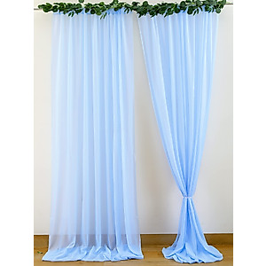 Baby Blue Backdrop Curtain for Parties Baby Blue Chiffon Sheer Fabric Drape Wedding Arch Backdrop for Birthday Party Photo Baby Shower 10ft x 7ft
