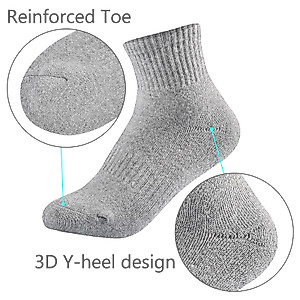 LO SHOKIM Athletic Socks Women Ankle Cushioned Running Socks Thick Cotton Sports Socks Moisture Wicking 6 Pairs (2Black+2White+2Grey,5-8)