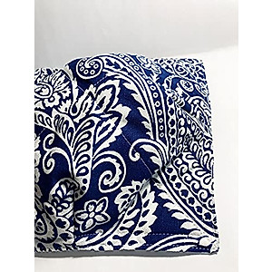 Best in Blue Cotton Print Microwave Bowl Cozy - 8.5 inches for up to 8 inch bowls - Home Made in Texas, USA (Mercy Paisley - Navy & White)