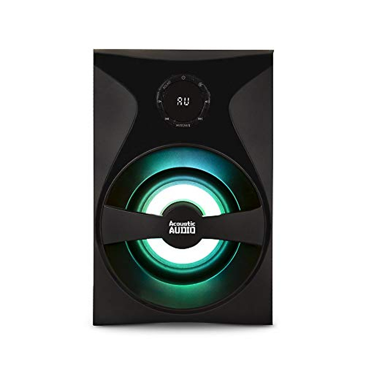 Acoustic Audio by Goldwood Bluetooth 5.1 Surround Sound System with LED Light Display, FM Tuner, USB and SD Card Inputs - 6-Piece Home Theater Speaker Set, Includes Remote Control - AA5400 Black