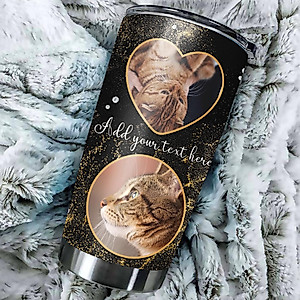 Personalized Tumbler With Photos Custom Picture Text Insulated Cup Stainless Steel Vacuum 20oz 30oz Cat Coffee Cups Gift For Cats Owner Pet Lover Birthday Christmas