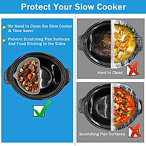 Silicone Slow Cooker Divider Liners, for Most 6-7 Quart Slow Cookers, Reusable and Easy to Clean Slow Cooker Divider Insert Made with Food-Grade Silicone and Free of BPA Dishwasher Safe