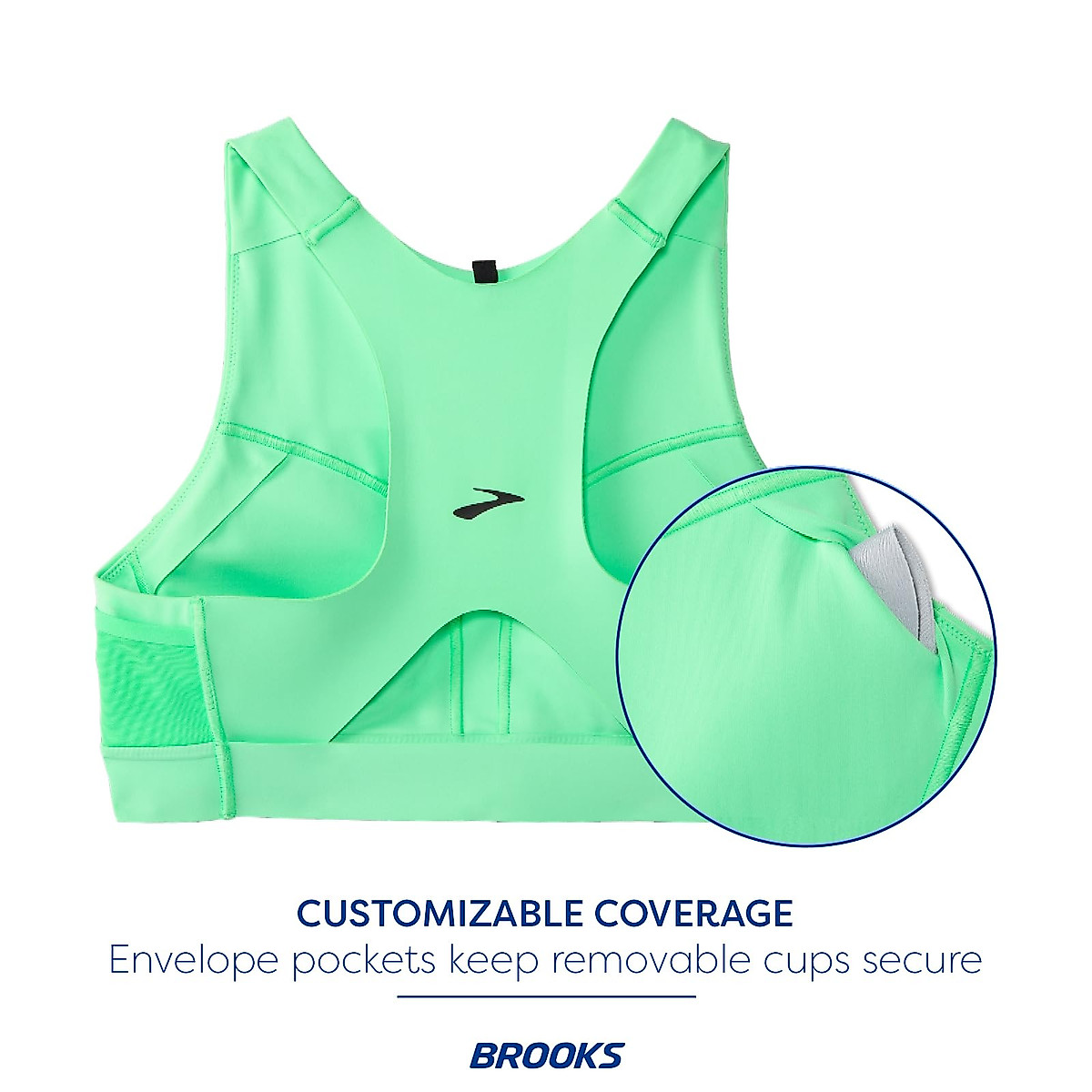 Brooks Women's 3 Pocket Sports Bra for Running, Workouts & Sports - Neo Green - 40 C/D