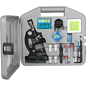 AmScope-Kids M30-ABS-KT2 Starter Microscope Kit, Metal Frame, 120X, 240X, 300X, 480X, 600X, and 1200X Magnifications, 2 Eyepieces and 49 Accessories and Case