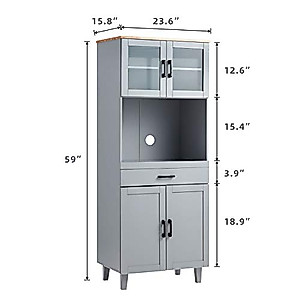 MELLCOM Kitchen Cabinet，Pantry Cabinets with 2 Cabinets, 1 Cutlery Drawer, 1 Open Shelf, Kitchen Storage Cabinets for Home&Office