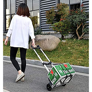 Leeyoung Dolly and Folding Hand Truck, Aluminum Luggage Trolley Cart, 175 lb Capacity with PP+TPR Wheels and Telescoping Handle for Indoor Outdoor Moving Travel