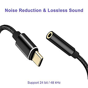 USB C to 3.5mm Audio Adapter Headphone Adapter, USB C to Aux Type C to 3.5mm DAC Headphone Jack Adapter Compatible with Samsung Galaxy S21 S20 Ultra S20+ Note 20 OnePs 7T Pixel 5/4/3